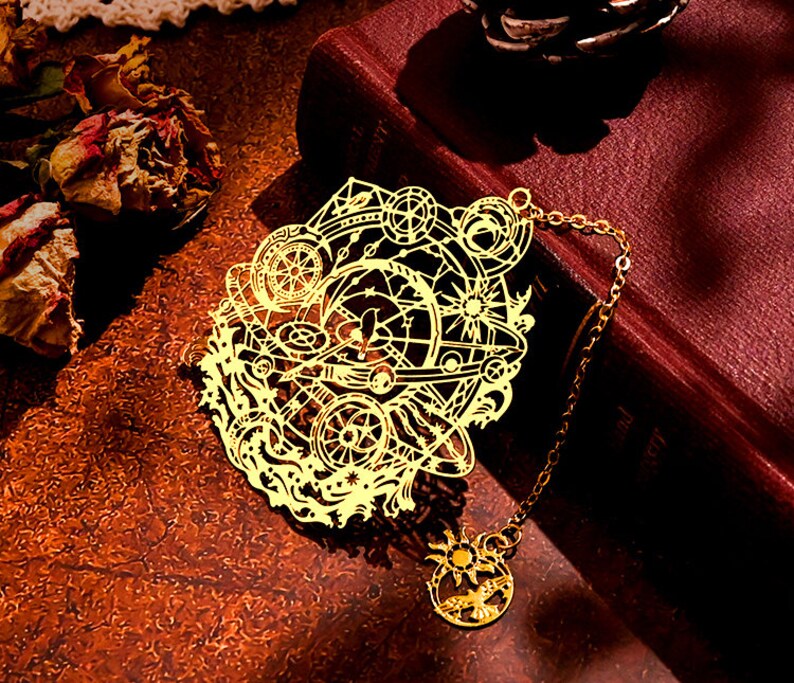 Ready to Ship Cosmic Planet Bookmark/peacock Brass - Etsy