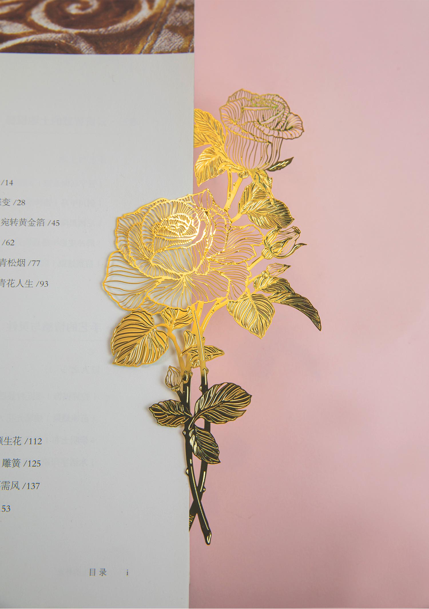 Rose Bookmark/a Bouquet of Roses Metal Bookmark/handmad Brass Bookmark ...