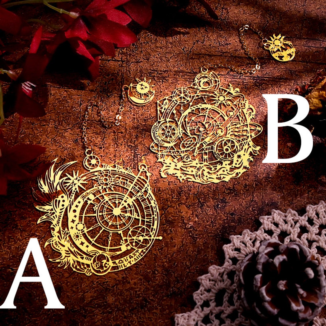 Ready to Ship Cosmic Planet Bookmark/peacock Brass - Etsy