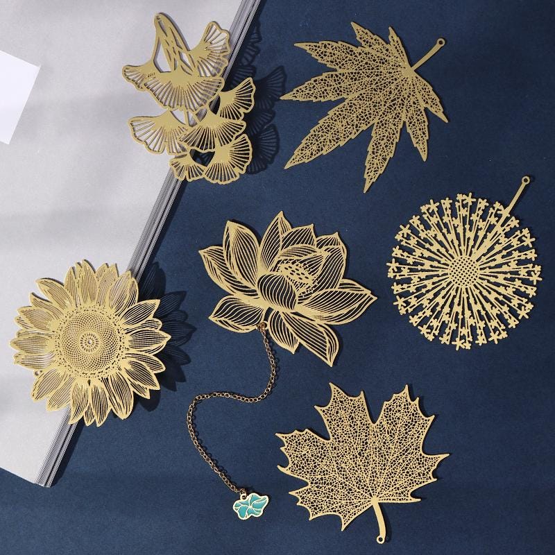 Ginkgo bookmark metal - Etsy.de