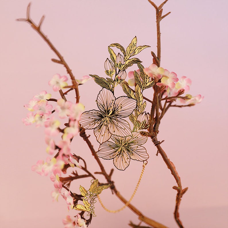 Peach Blossom Bookmark/brass Bookmark/exquisite - Etsy