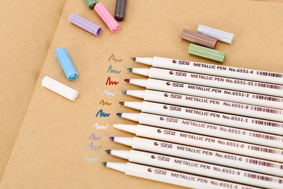 12 Colors Sealing Wax Stamp Highlighter Metallic Pen | Etsy