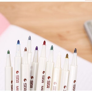 12 Colors Sealing Wax Stamp Highlighter Metallic Pen Calligraphy ...