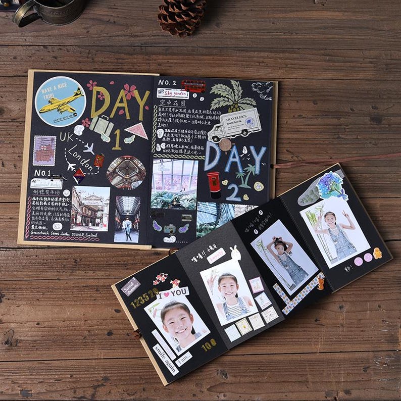 Handmade Accordion Scrapbook Photo Album,kraft Paper Adventure Book ...