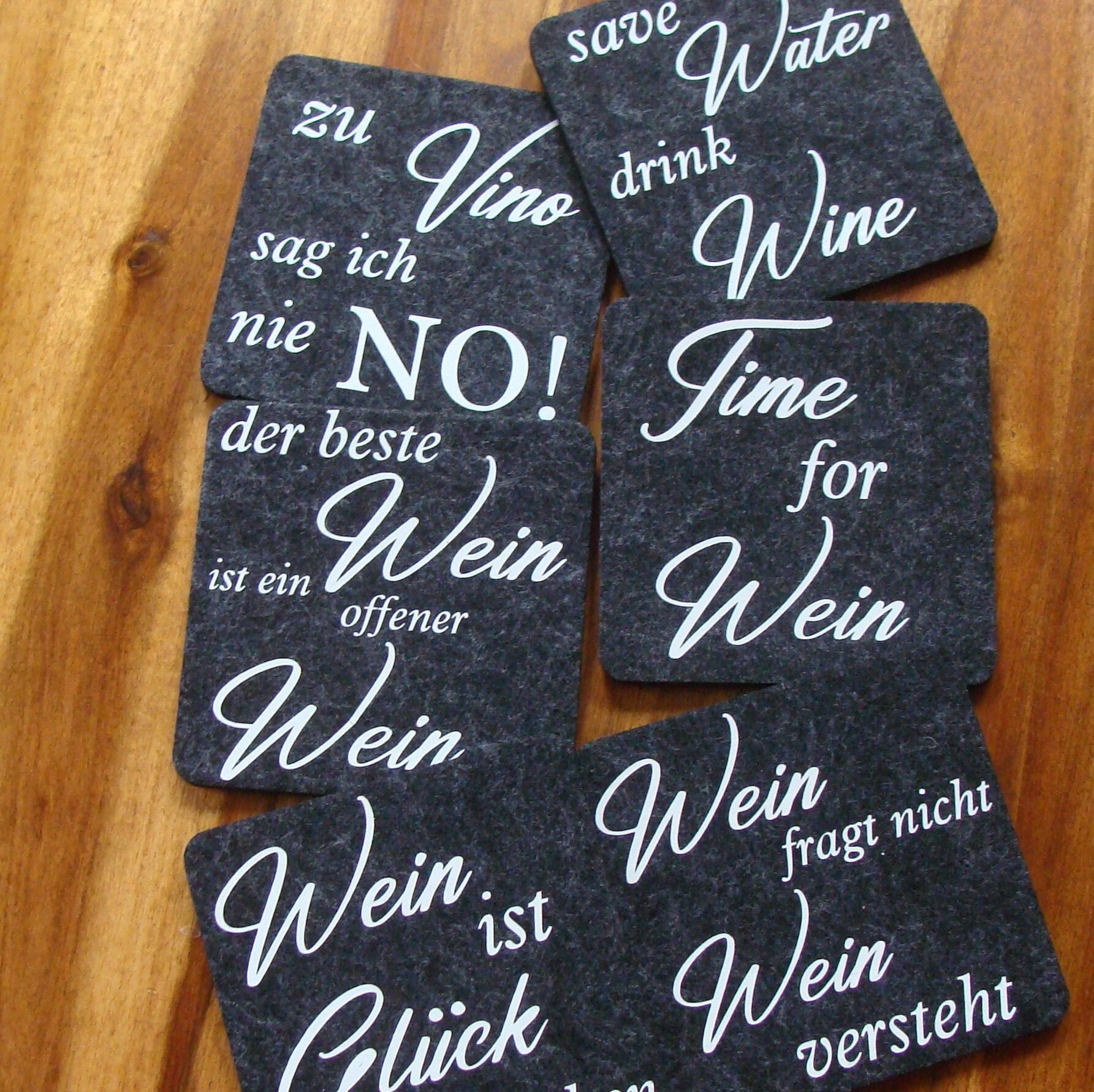 6 Filz Untersetzer Sprüche Wein // kleines Ostergeschenk ...
