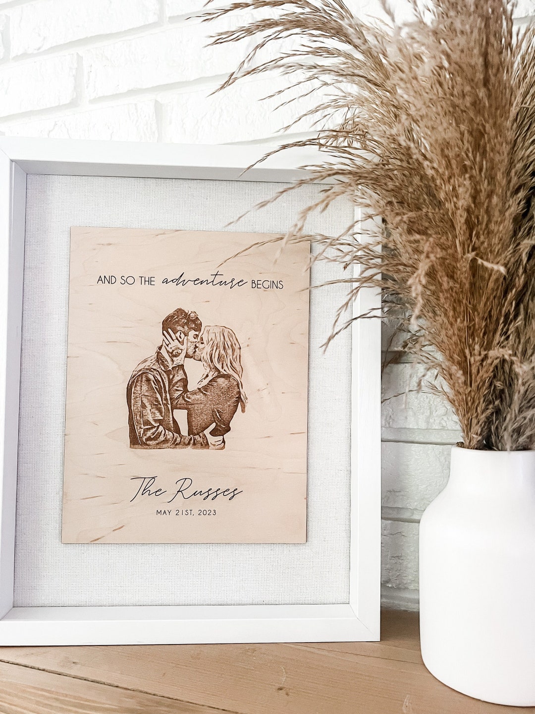 Custom Engraved Portrait Shadow Box, Engagement Gift, Wedding Gift ...