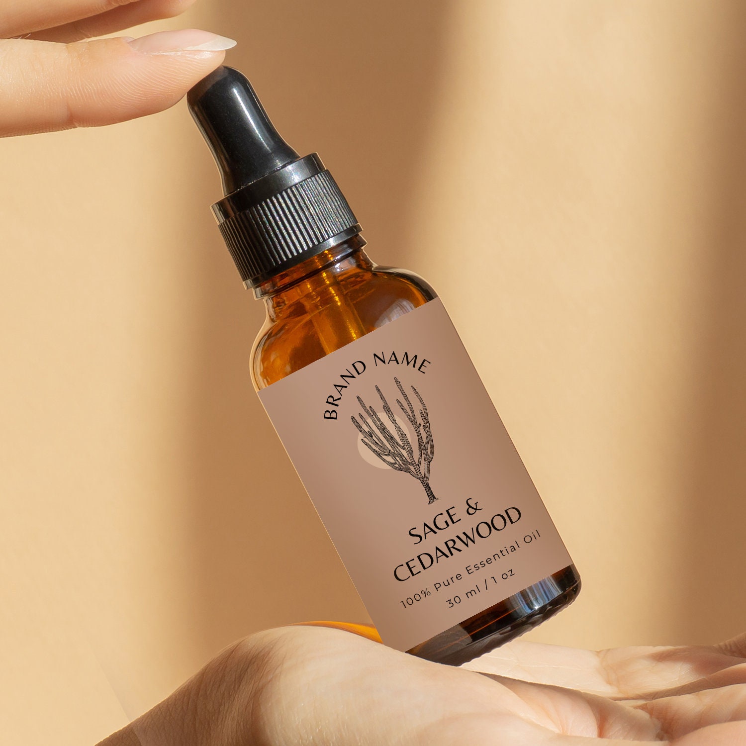 CANVA Essential Oil Label Template | Minimal Desert Dropper Bottle ...