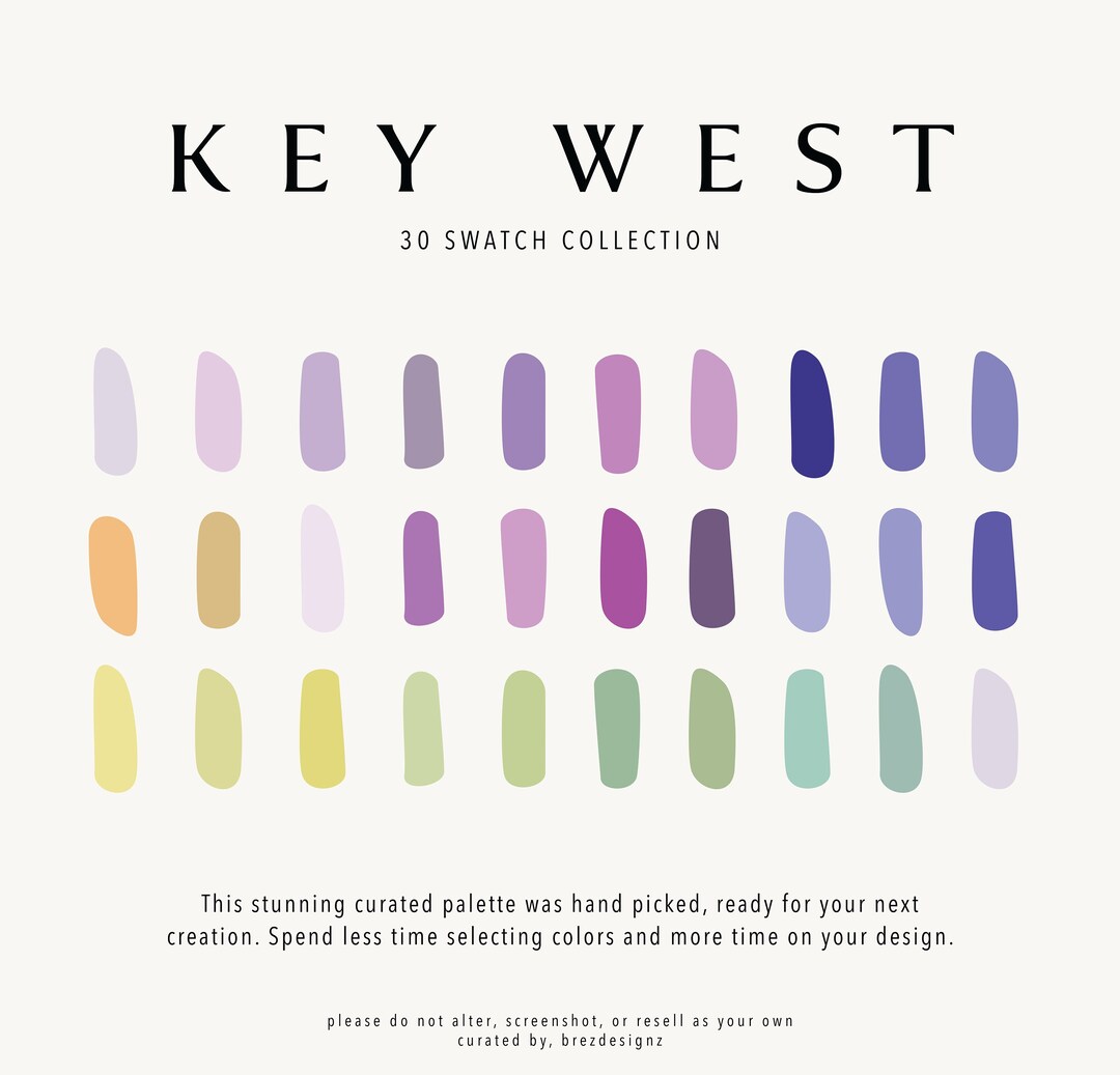 Key West 30 Swatch Digital Color Palette - Etsy