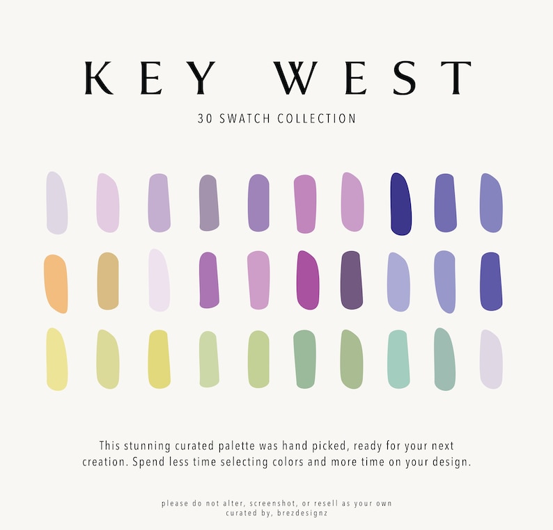 Key West 30 Swatch Digital Color Palette - Etsy