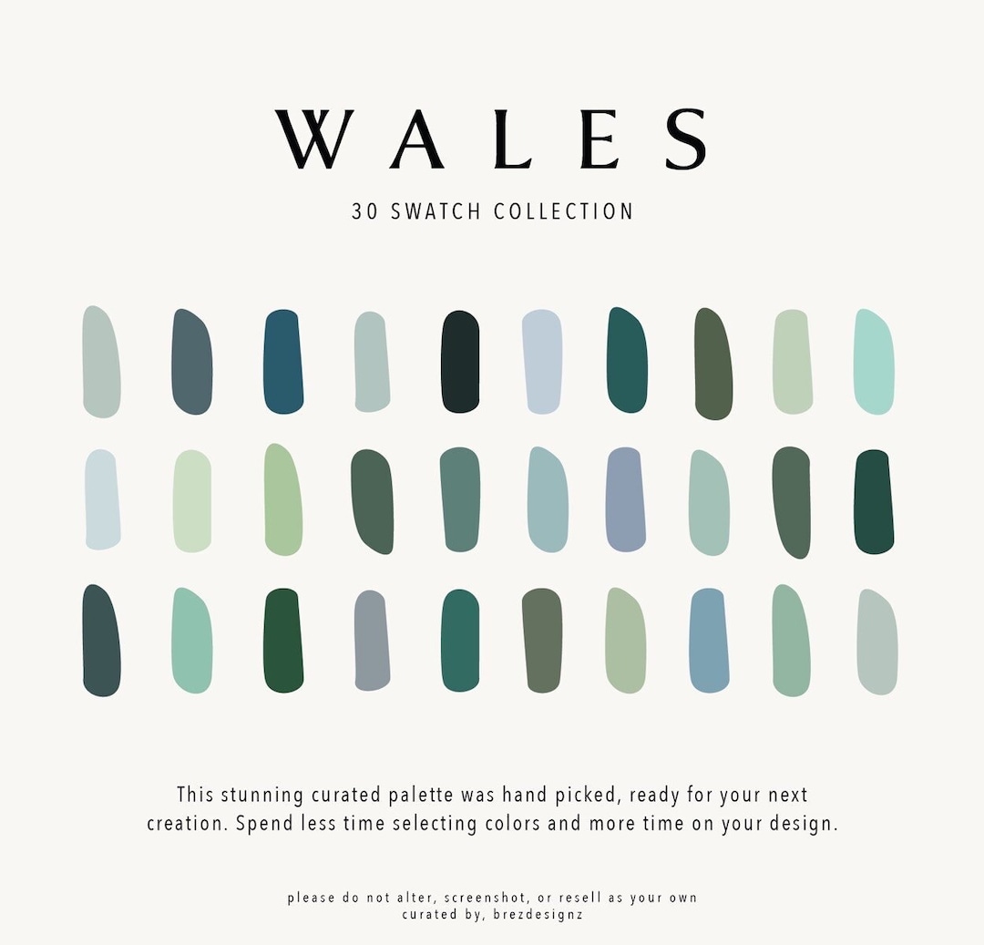Wales 30 Swatch Digital Color Palette - Etsy