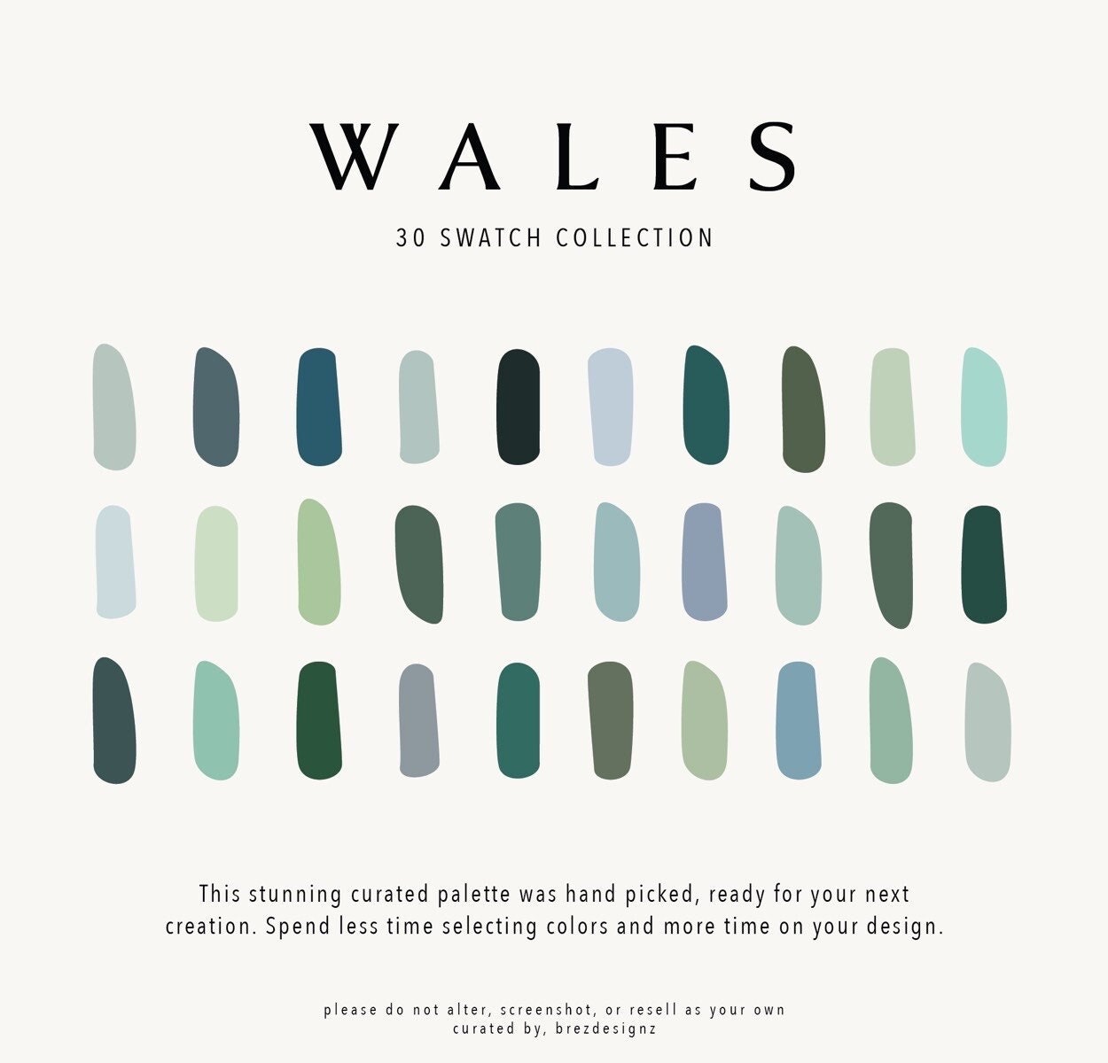 Wales 30 Swatch Digital Color Palette - Etsy