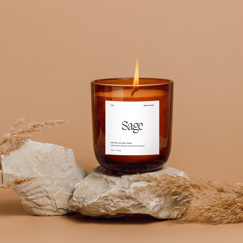 CANVA Candle Label Template | Minimal Candle Label | Candle Packaging ...