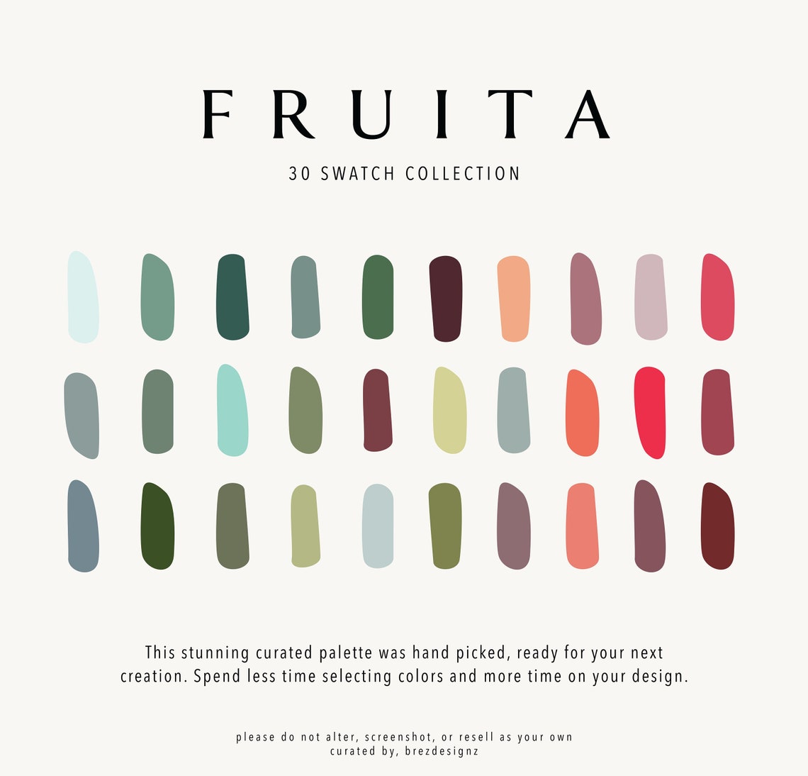 Fruita 30 Swatch Digital Color Palette Teal Summer Procreate Color ...