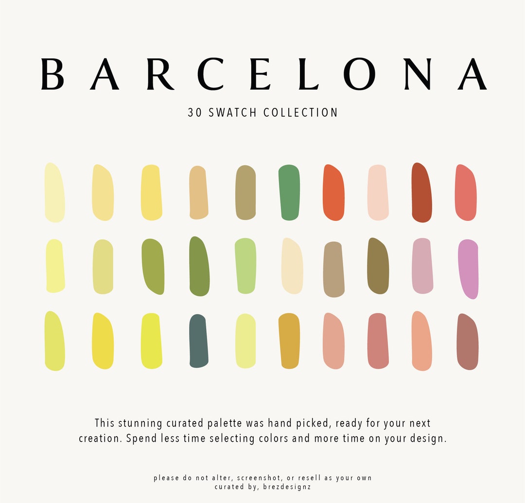 Barcelona 30 Swatch Digital Color Palette - Etsy