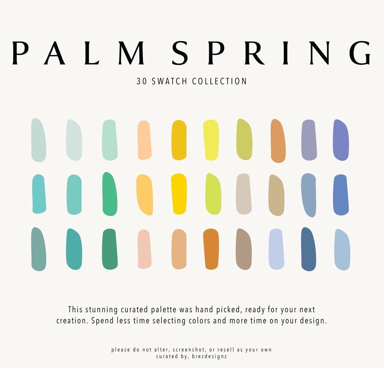 Palm Spring 30 Swatch Digital Color Palette - Etsy