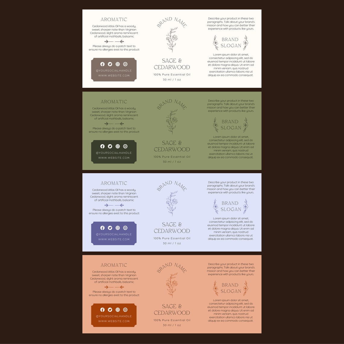 CANVA Essential Oil Label Template Minimal Dropper Bottle Label ...