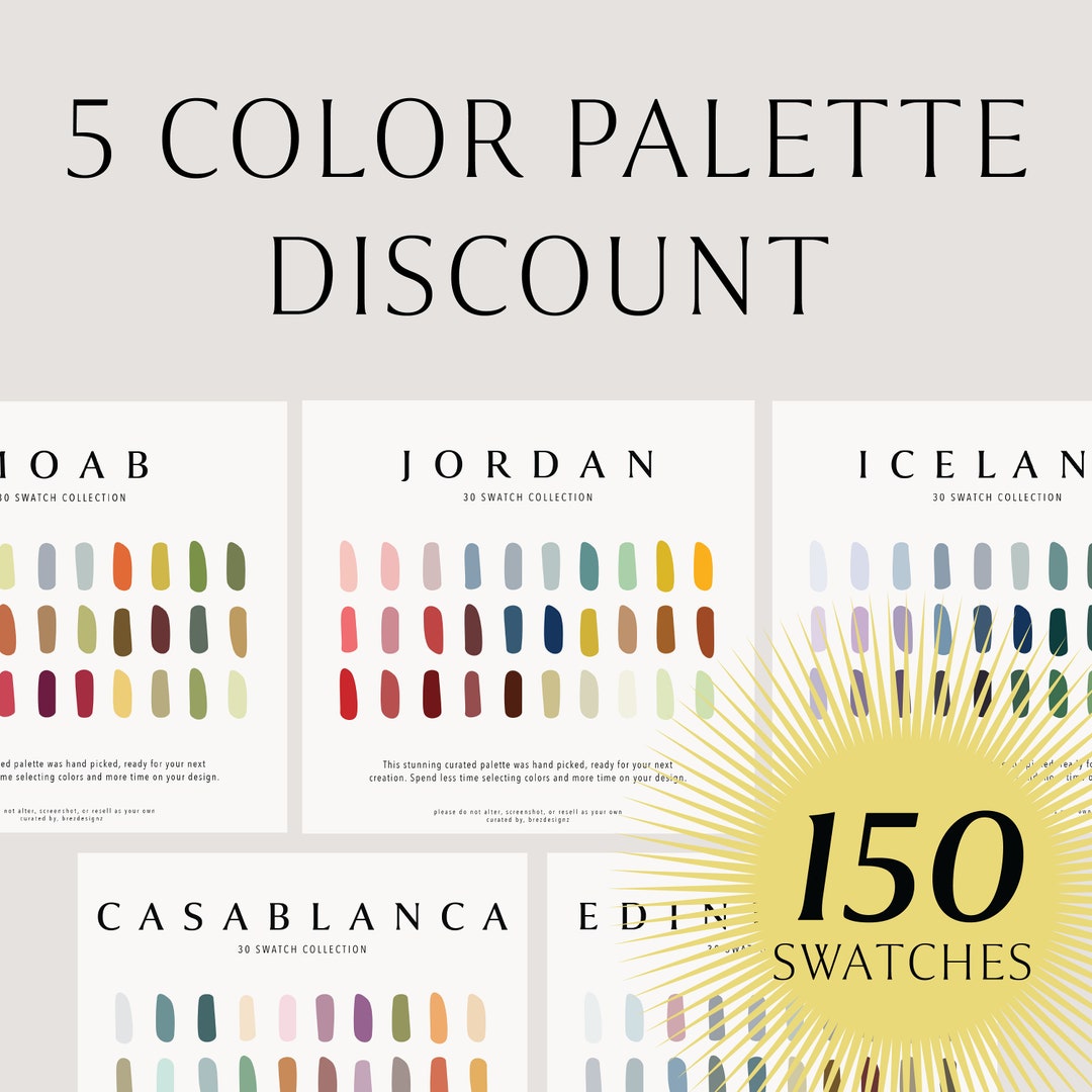 5 Color Palette Bundle Discount | 150 Color Swatches | Adobe and ...