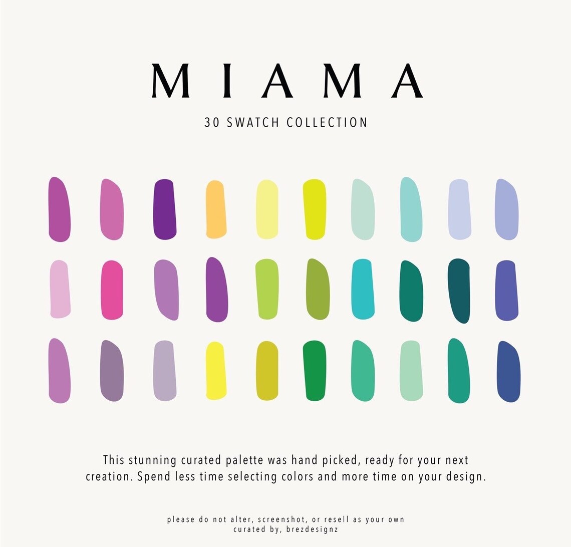 Miama 30 Swatch Digital Color Palette - Etsy