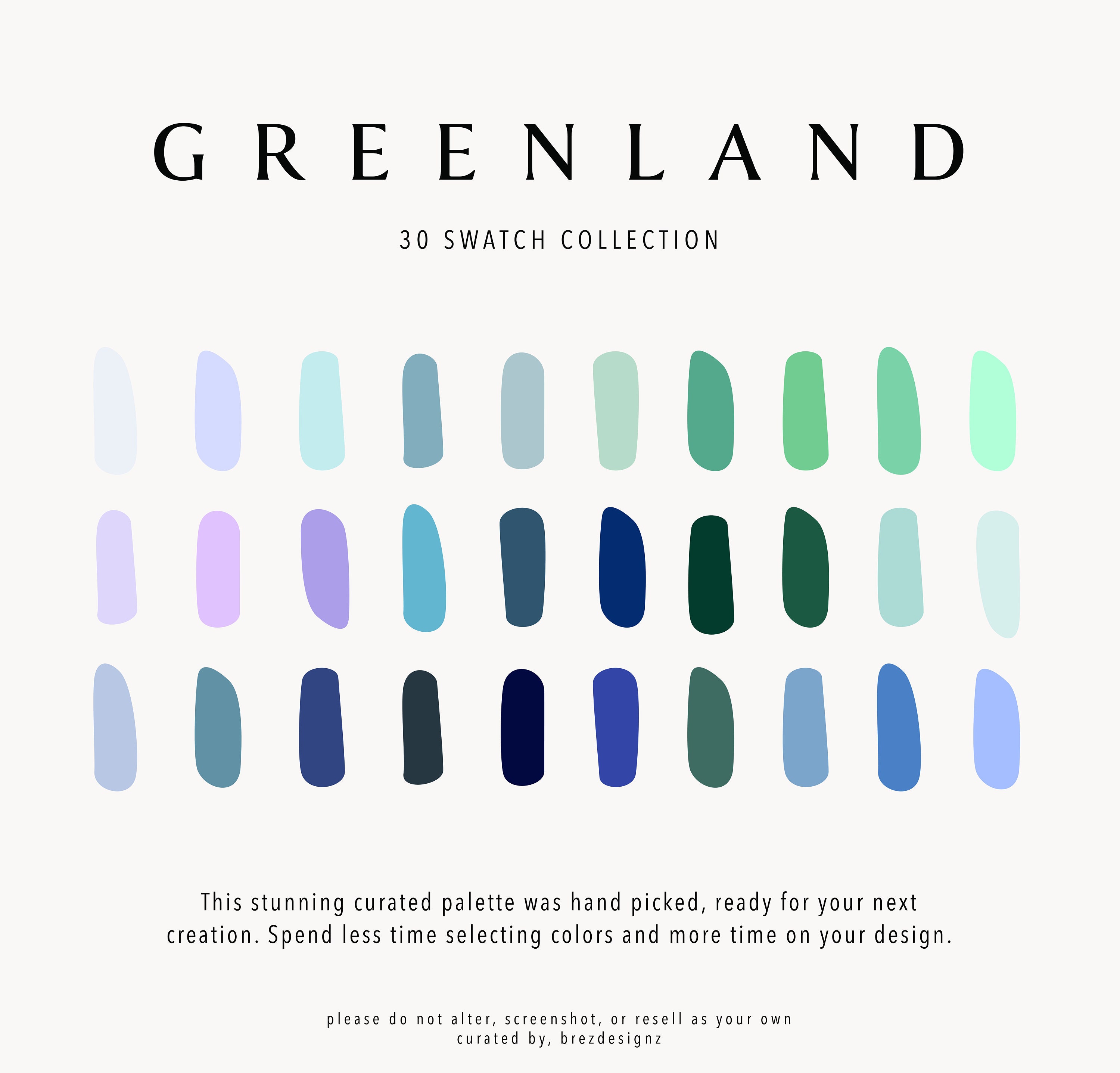 Greenland 30 Swatch Digital Color Palette - Etsy UK