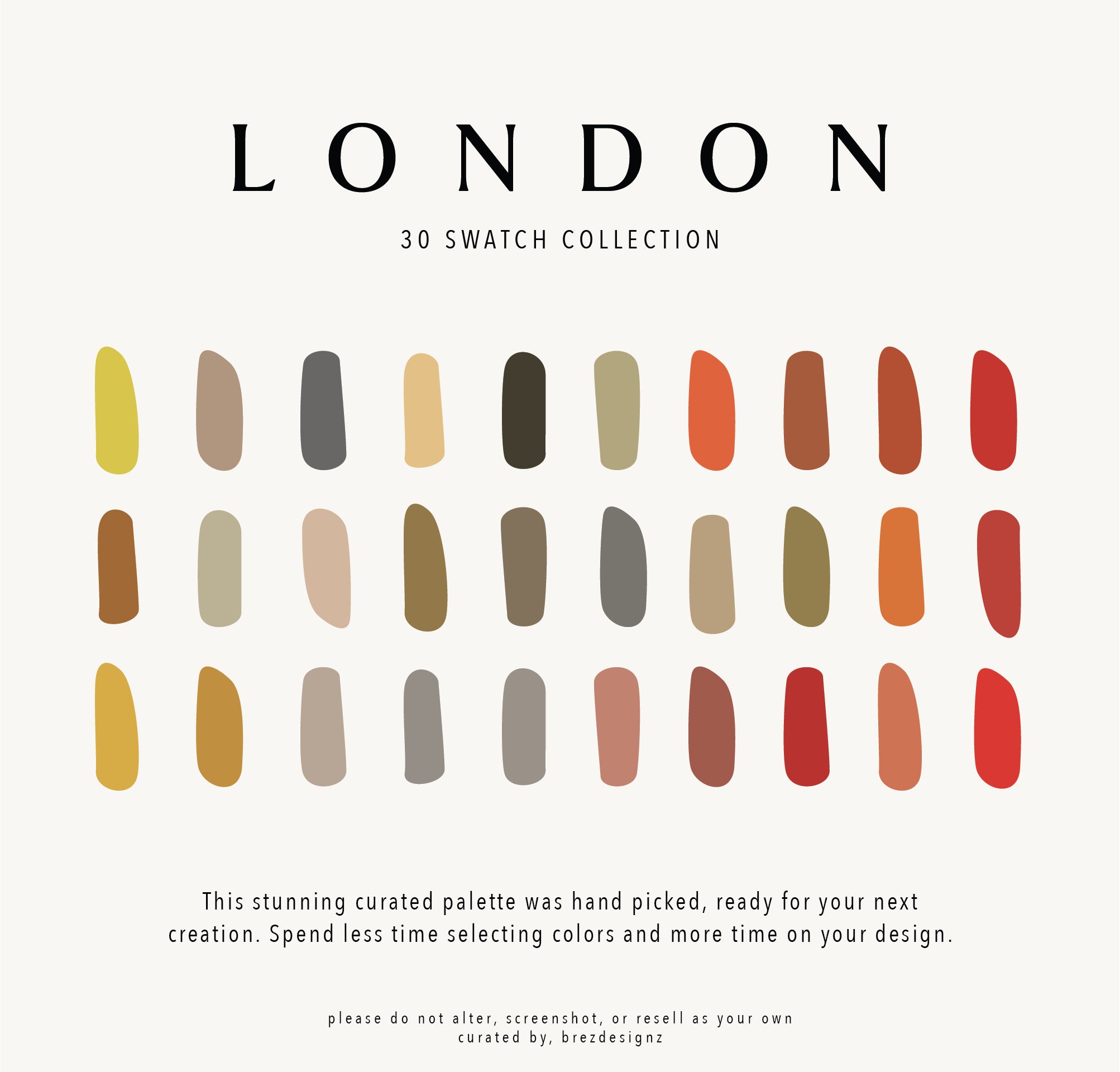 London 30 Swatch Digital Color Palette - Etsy