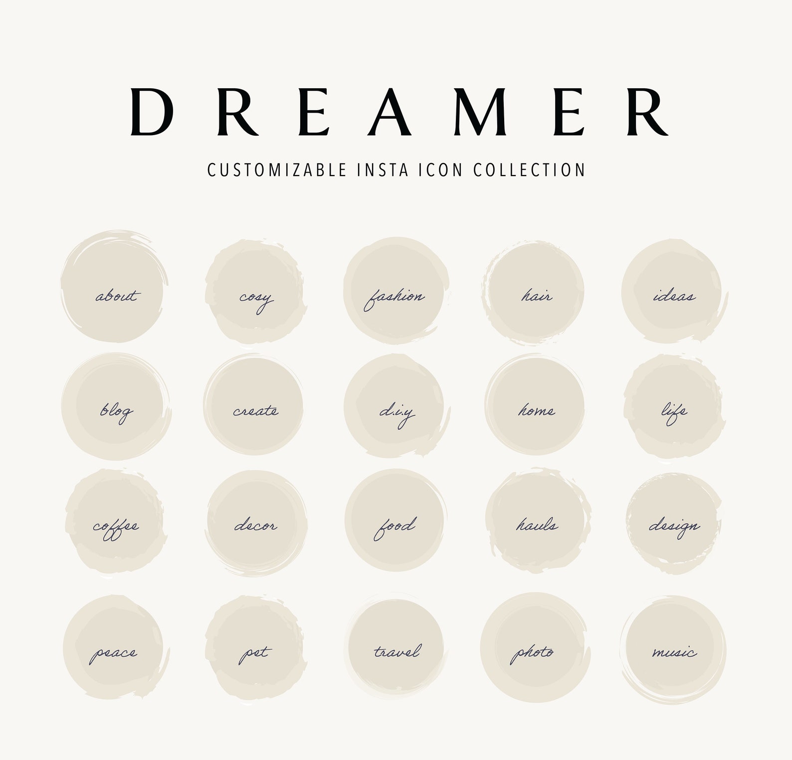 Dreamer Customizable Instagram Highlight Icon Collection | Cursive Icon ...