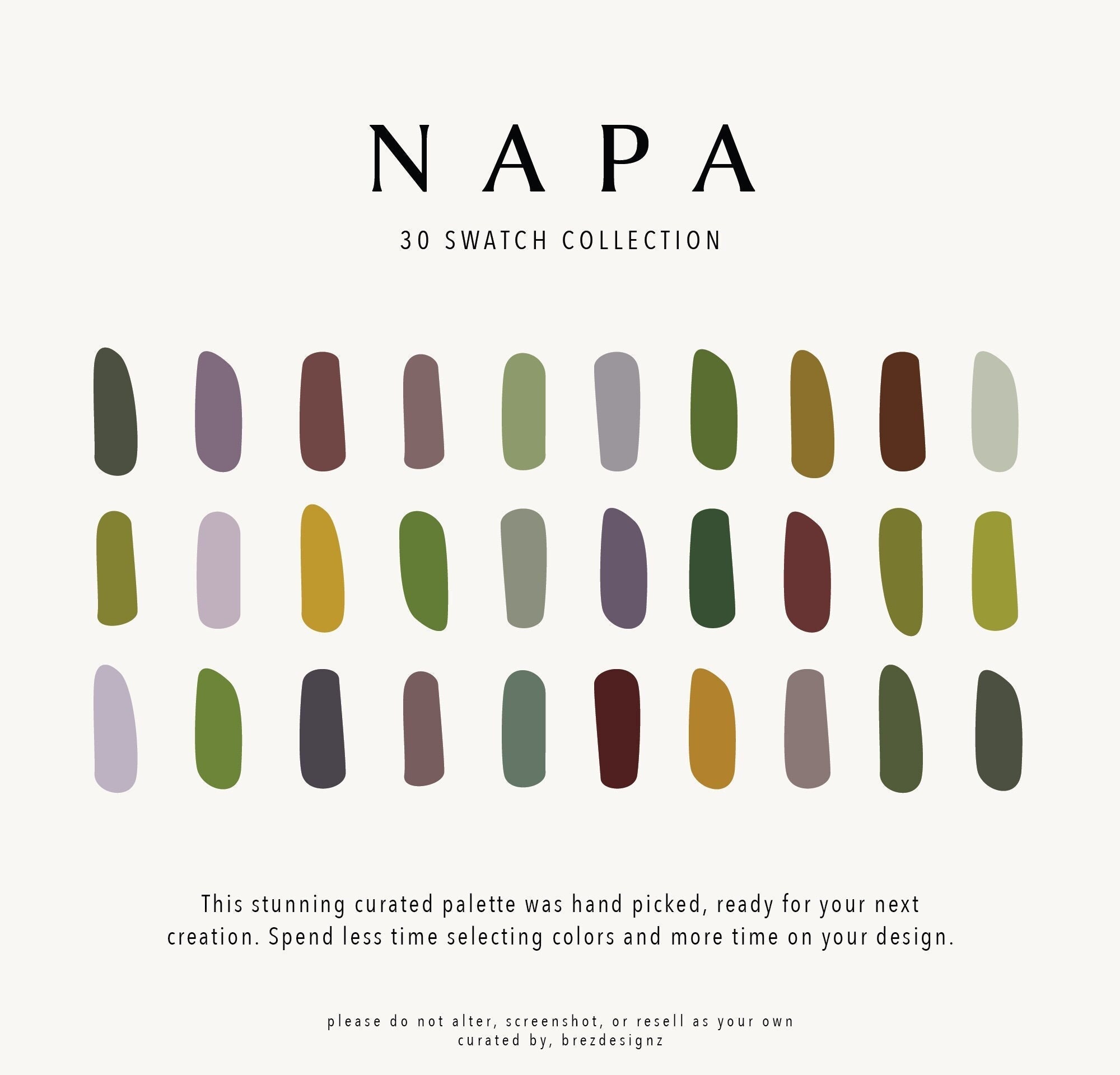 Napa 30 Swatch Digital Color Palette - Etsy