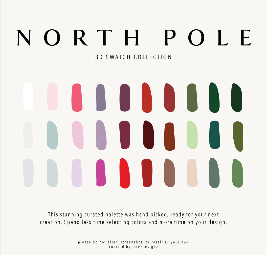 North Pole 30 Swatch Digital Color Palette - Etsy