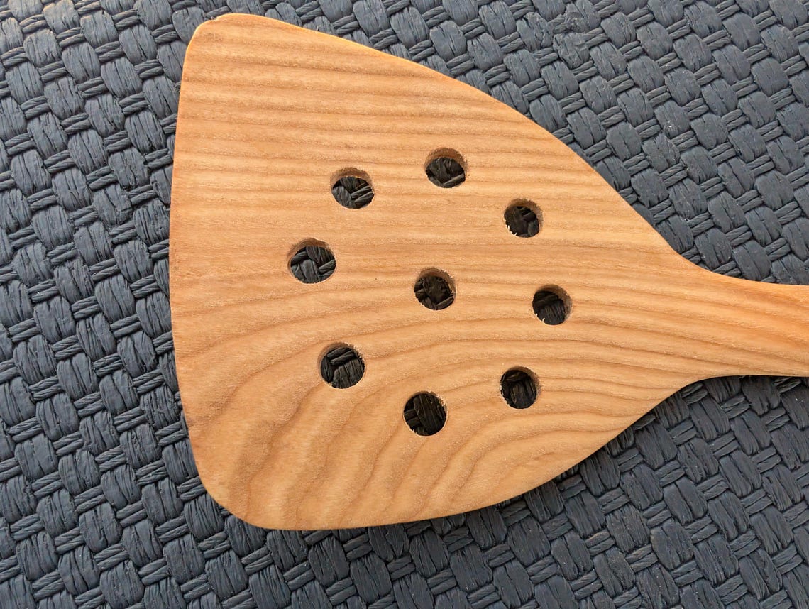 Natural Wooden Cooking Spatula With Holes – Handmade Eco-friendly ...