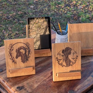 Rustic Zodiac Engraved Wooden Tablet Holder – Personalized Gift With ...