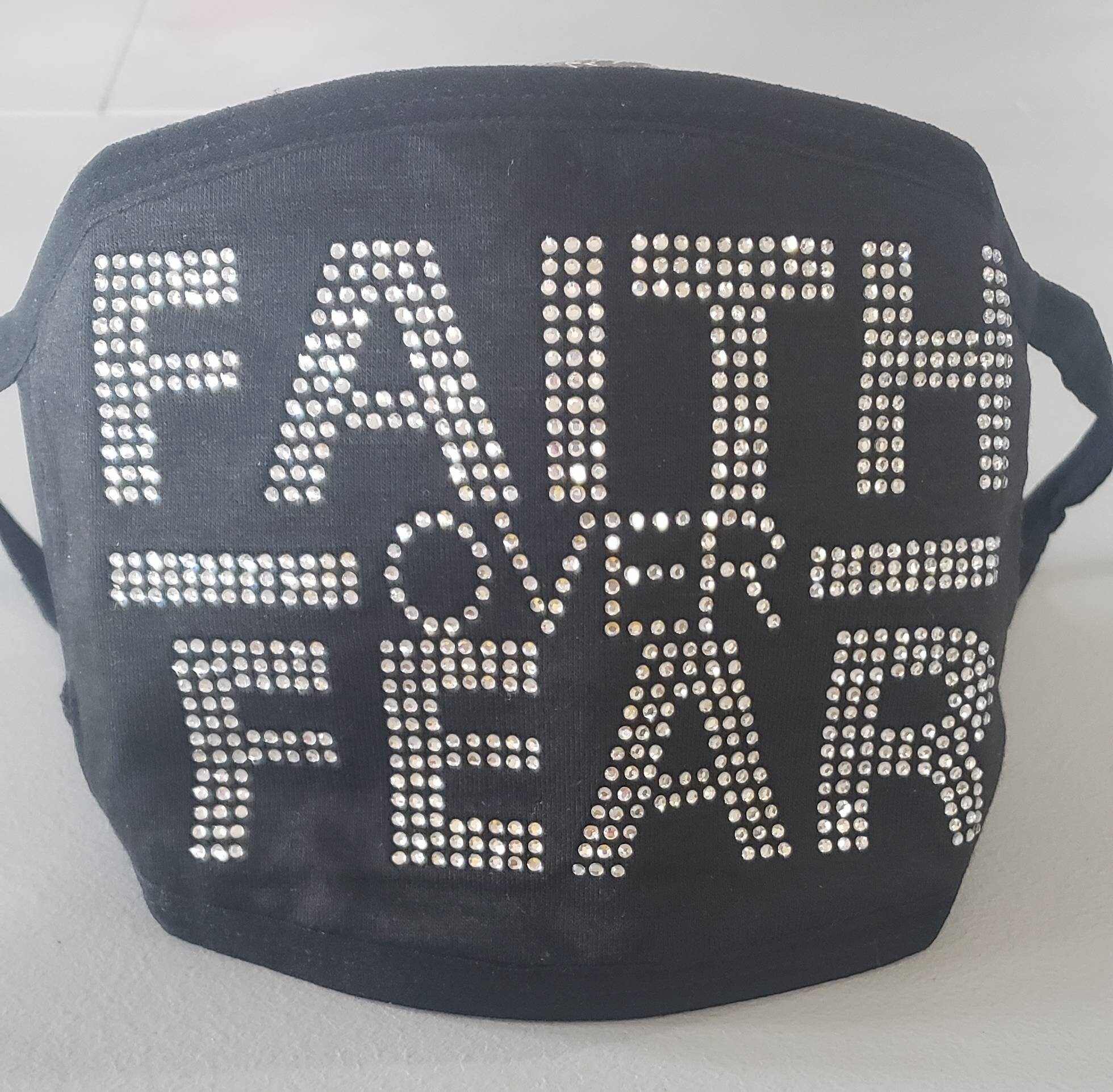 Faith Over Fear Rhinestone Mask - Etsy UK