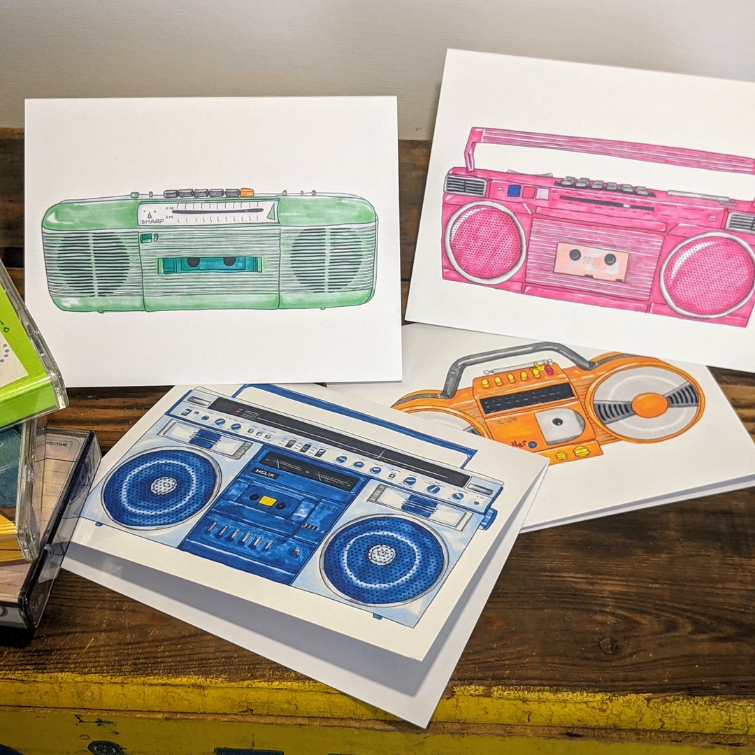 80s Boombox Greeting Cards - Etsy