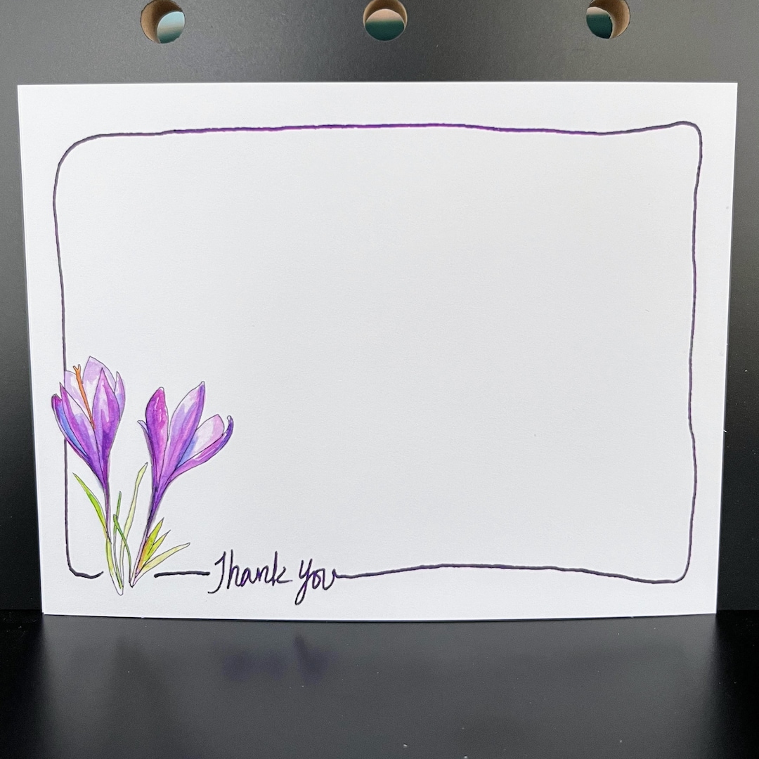 Thank You Crocus Note Card Set - Etsy