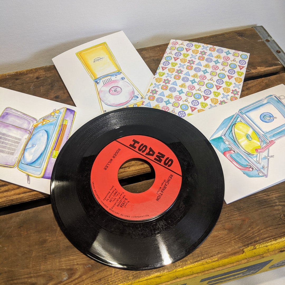 Vintage Record Player Greeting Card Set - Etsy