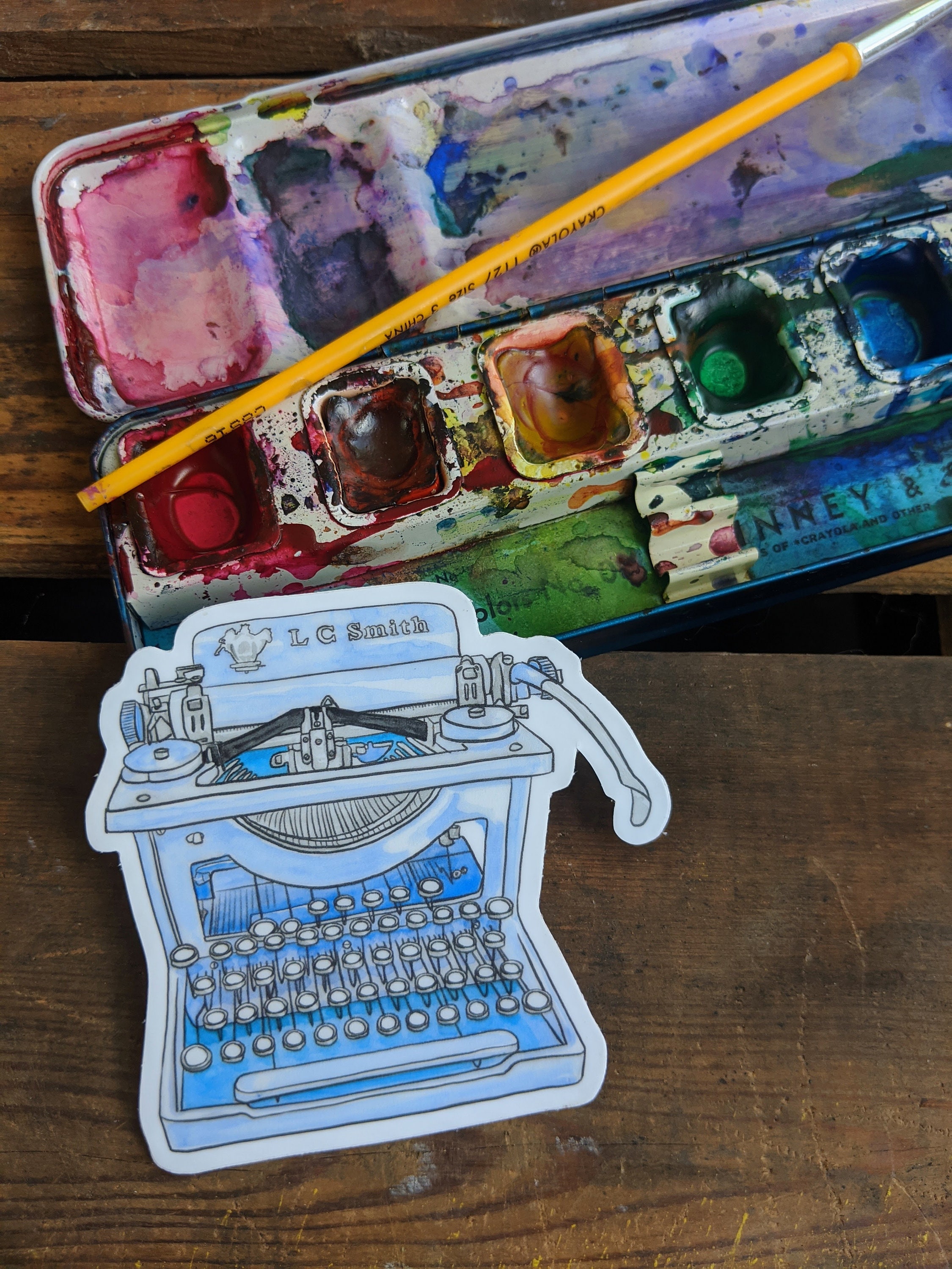 Vintage Typewriter Vinyl Stickers Laptop Sticker Water - Etsy