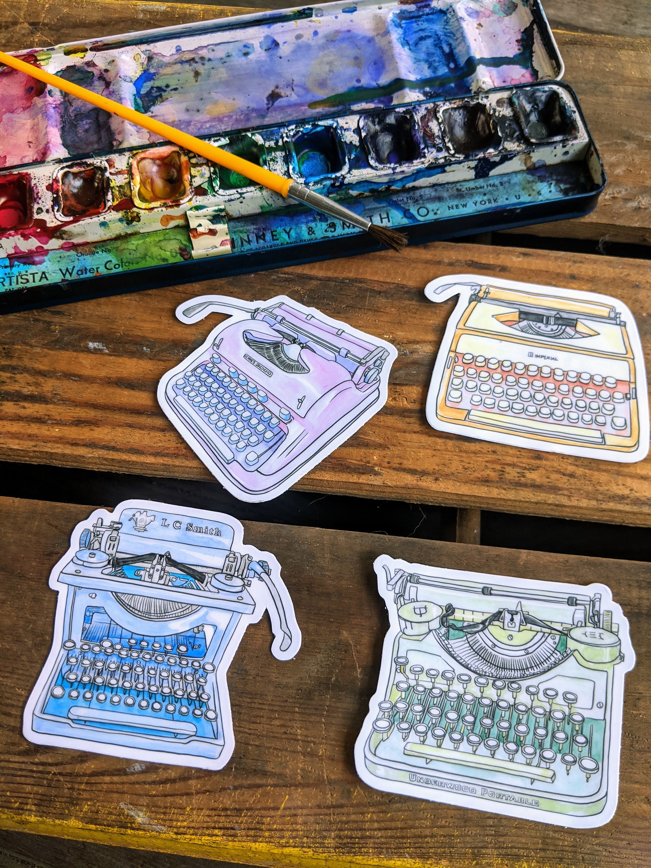 Vintage Typewriter Vinyl Stickers Laptop Sticker Water - Etsy