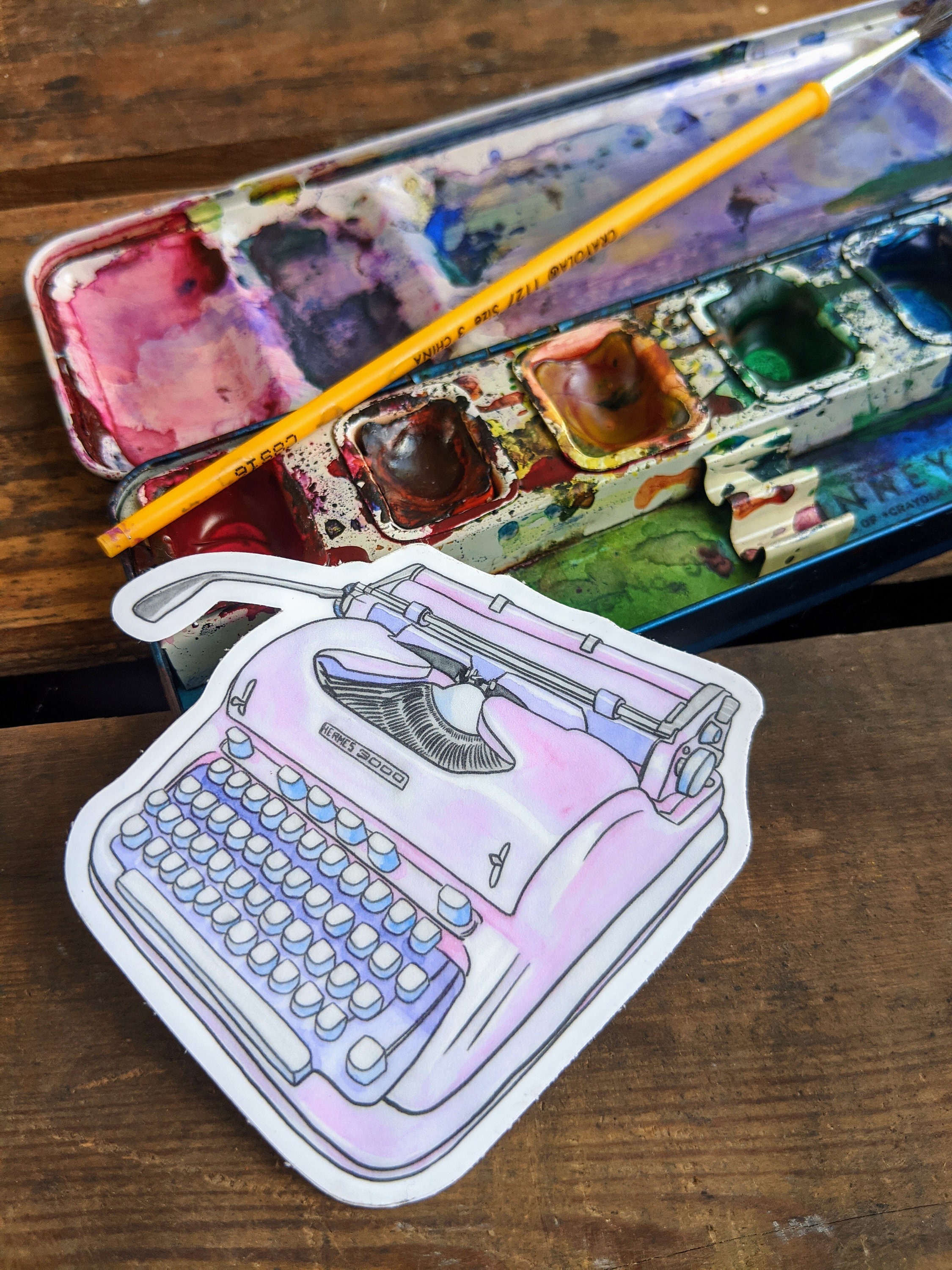 Vintage Typewriter Vinyl Stickers Laptop Sticker Water - Etsy