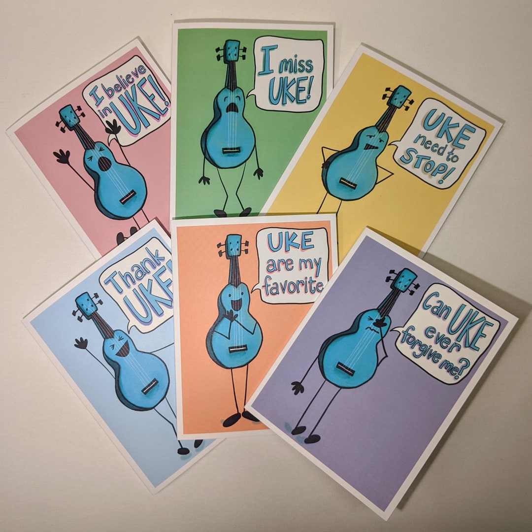 Ukulele Greeting Card Set (set of 6) - Etsy