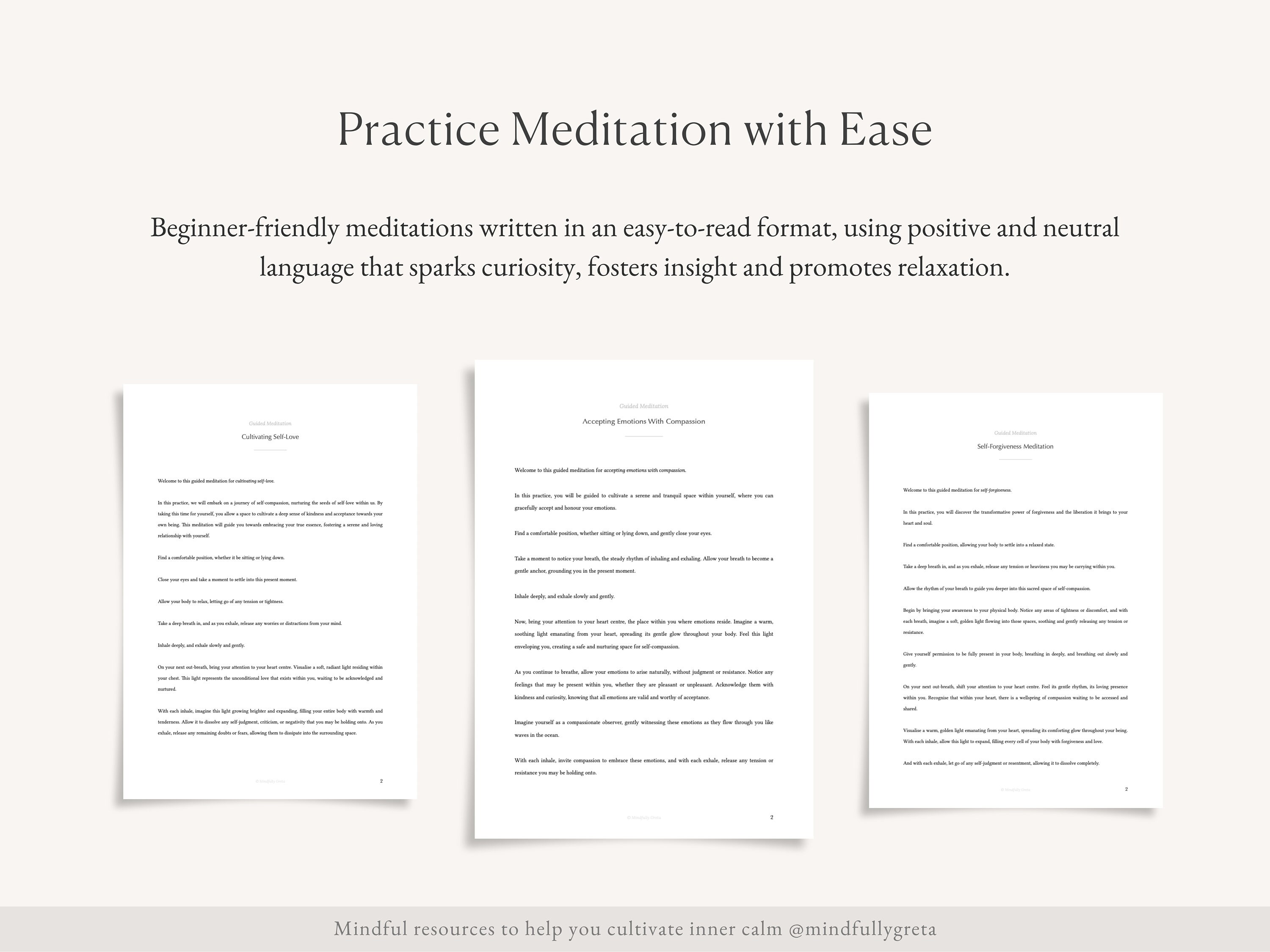 Self-compassion Guided Meditation Script Bundle Guided Meditation ...