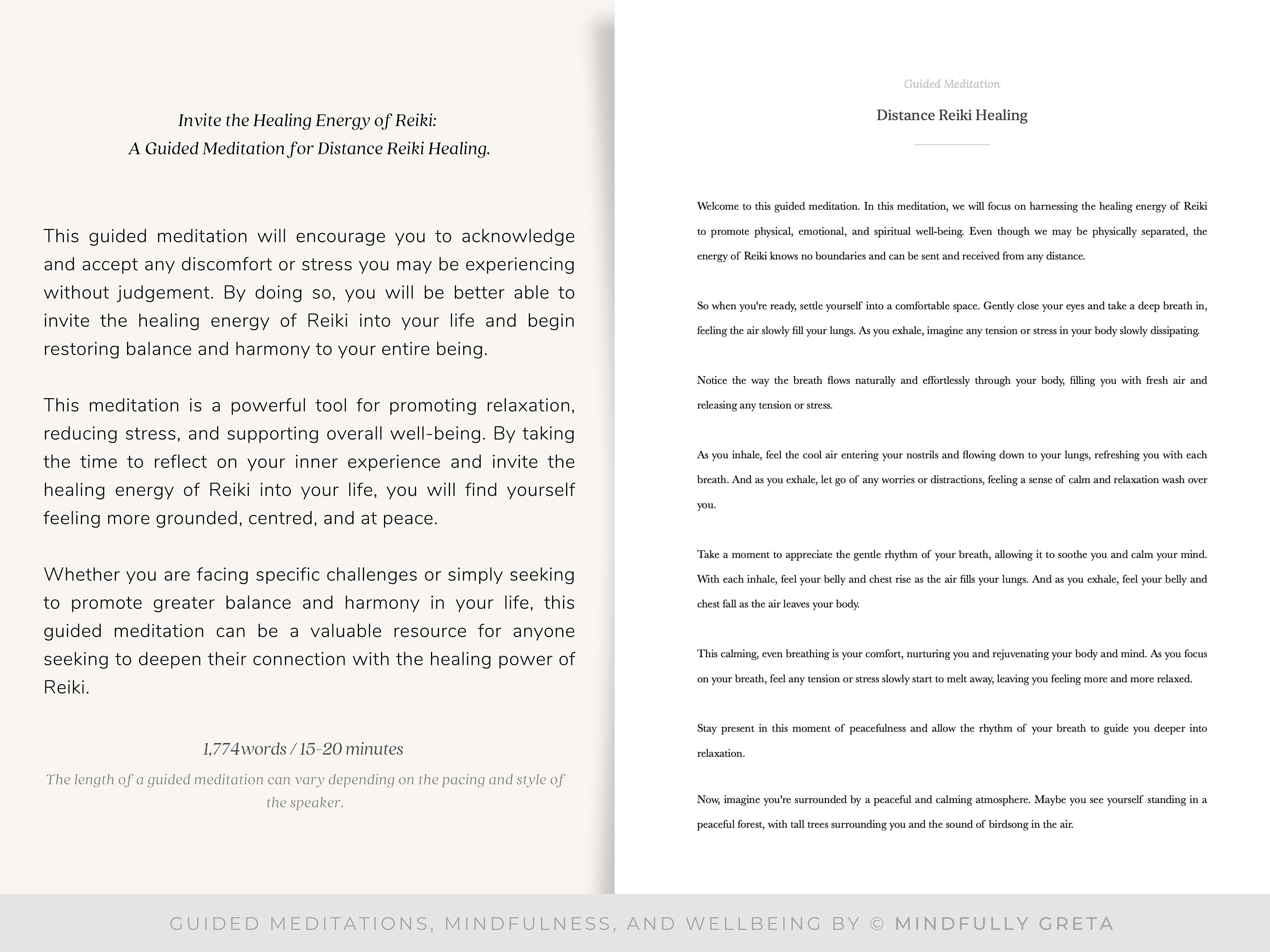 Distance Reiki Healing Guided Meditation Script Distance Reiki Healing ...