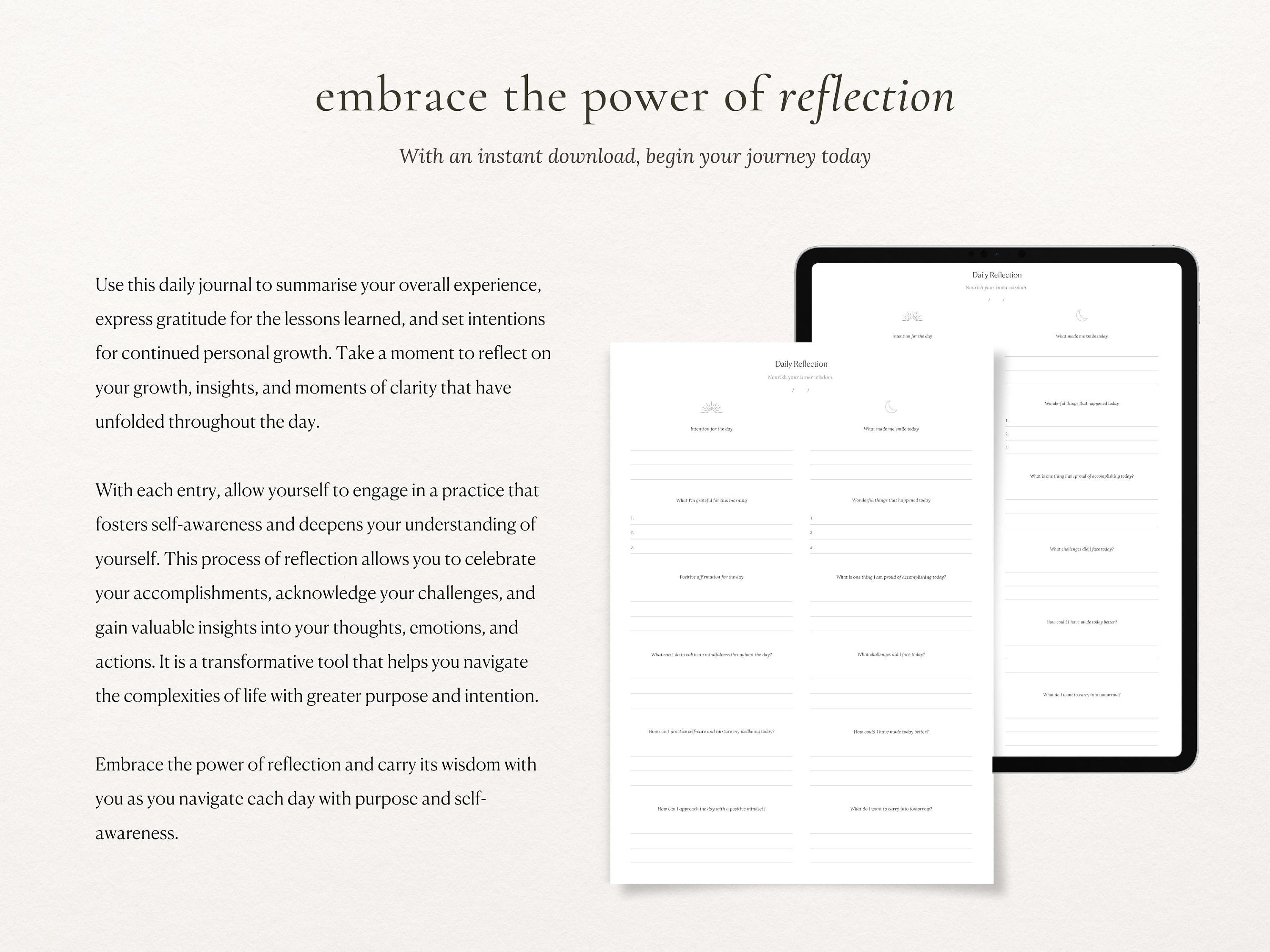 Daily Reflection Journal Daily Reflection Planner Printable Journal ...