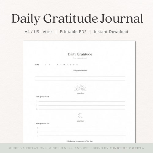 Daily Gratitude Journal Gratitude Planner Printable - Etsy UK