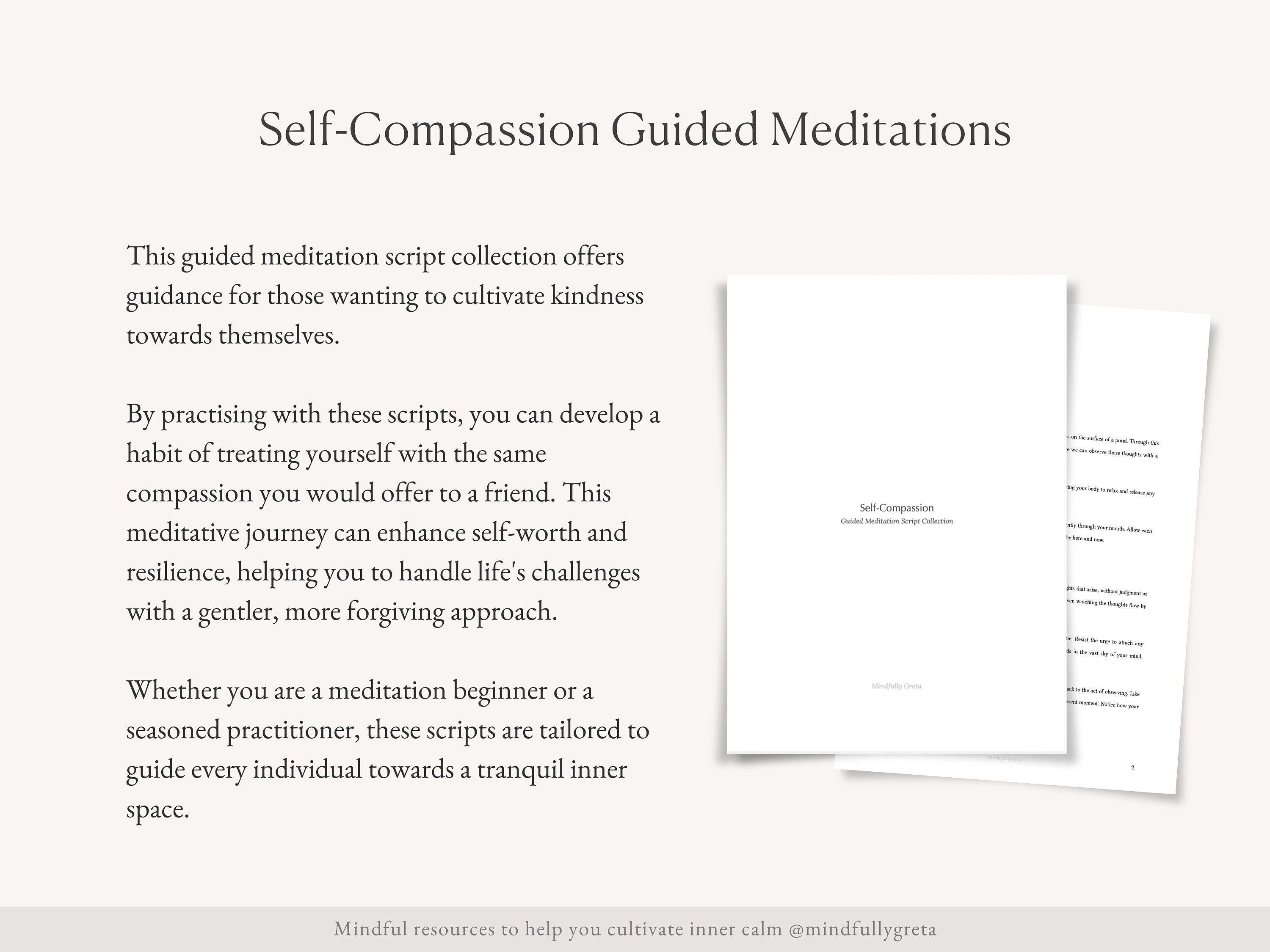 Self-compassion Guided Meditation Script Bundle Guided Meditation Script Collection Guided ...