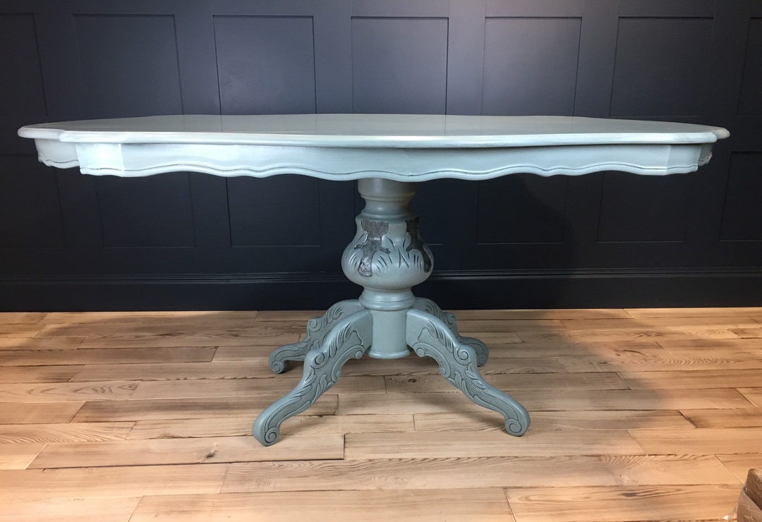 Ornate Blue Painted Dining Table - Etsy