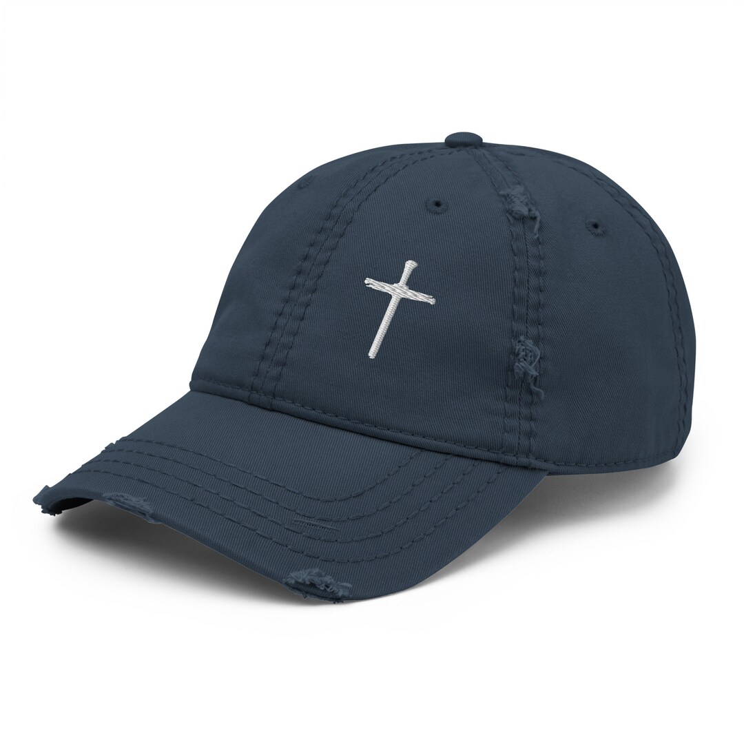 Three Nail Cross Hat, 3 Nail Cross Cap, Embroidered Hat, Distressed Dad ...