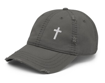 Cross Hat DISTRESSED Baseball Cap OR Ponytail Hat Custom Embroidered ...