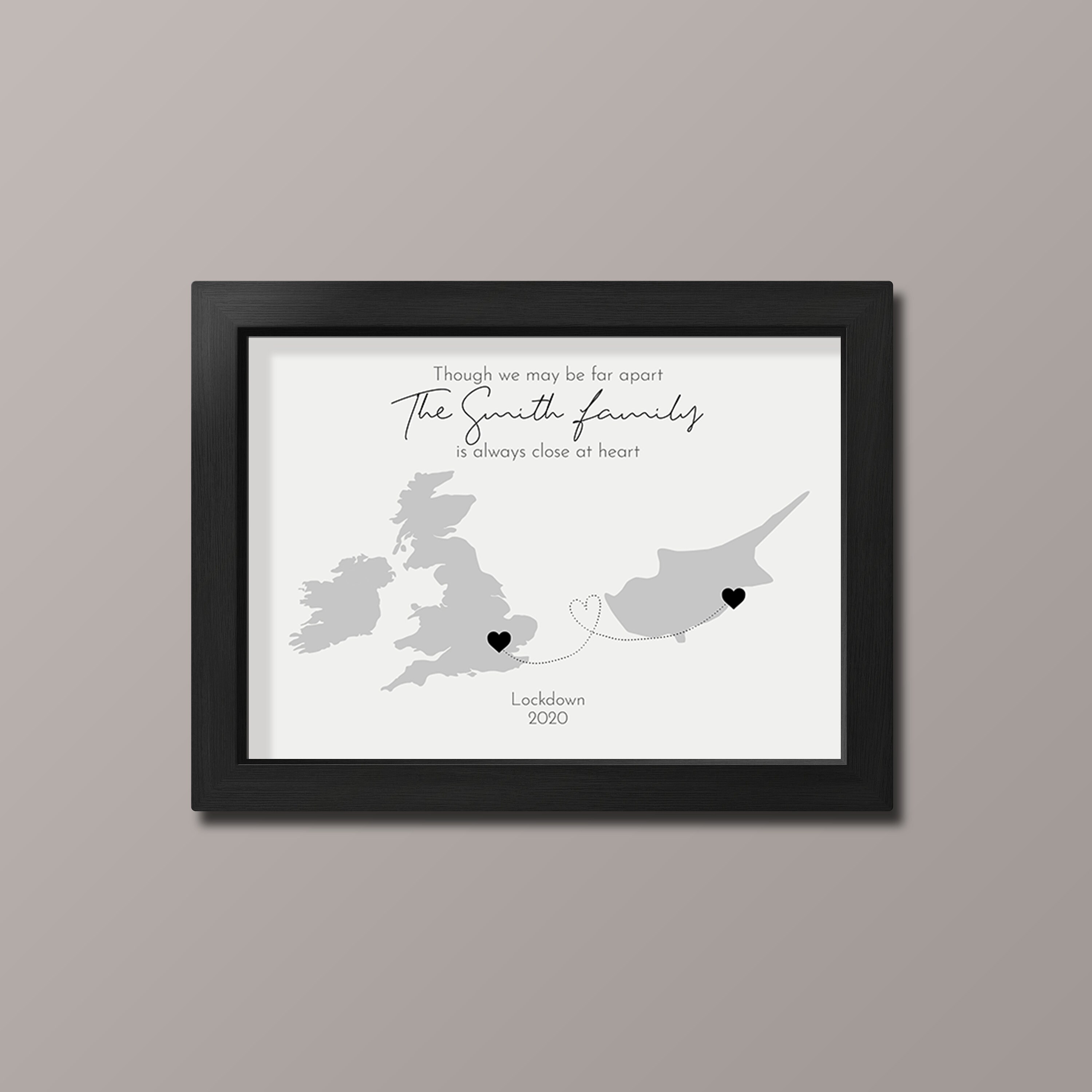 Customised Map Gift Digital Download or Print Long Distance Family ...