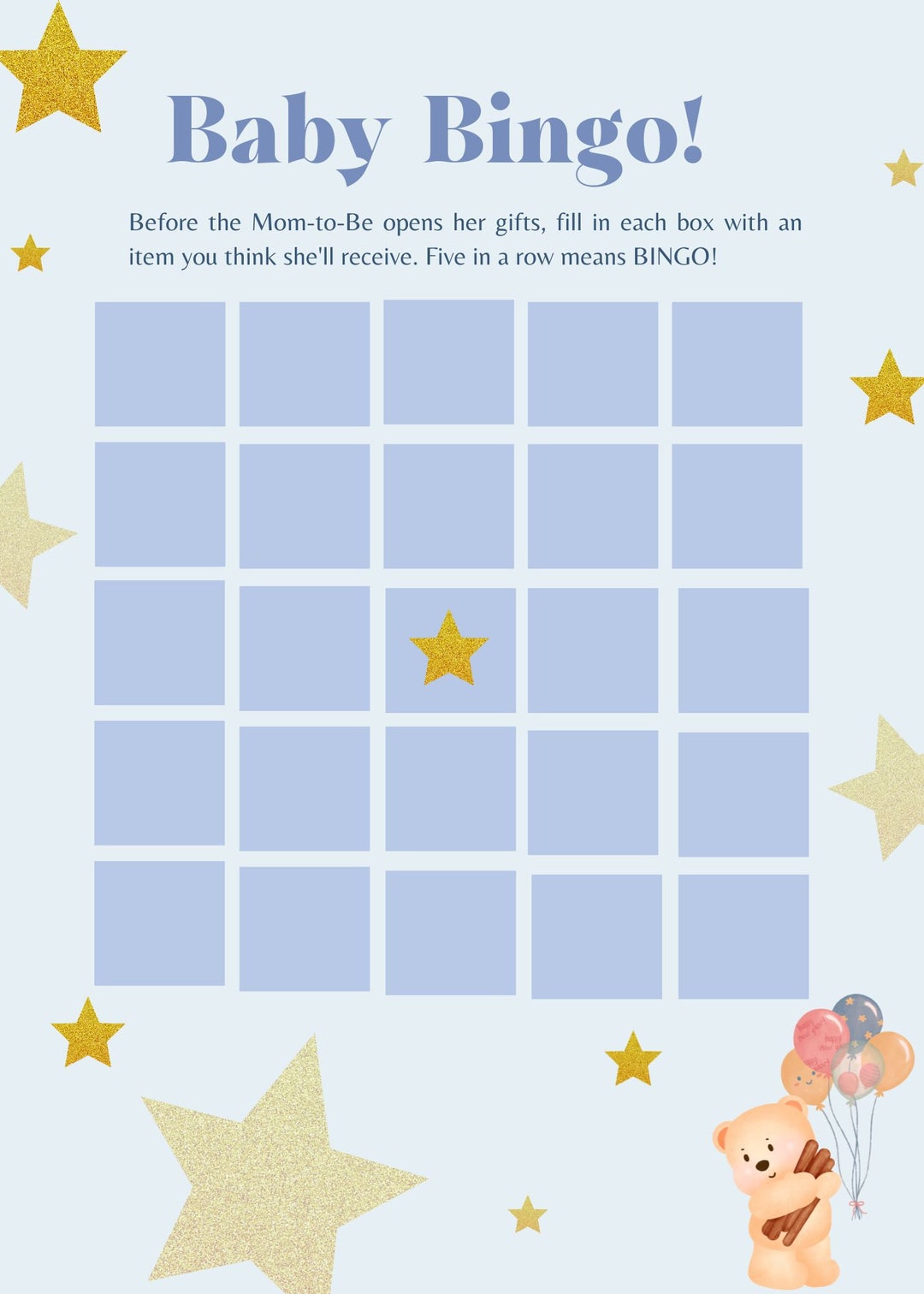 Teddy Bear Baby Shower Games. Blue Theme. Pdf Bundle - Etsy