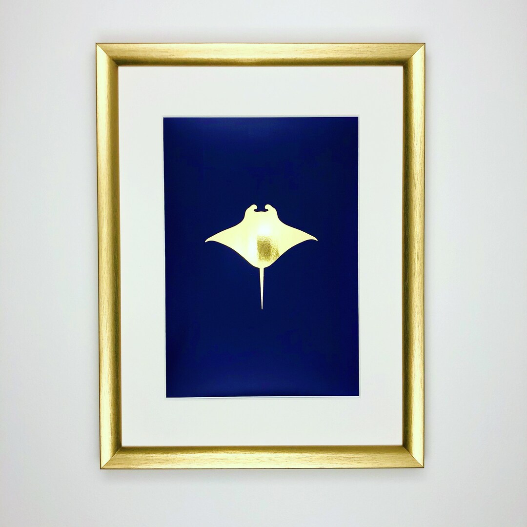 Manta Ray Under the Sea Collection A4 Gold Foil Print - Etsy