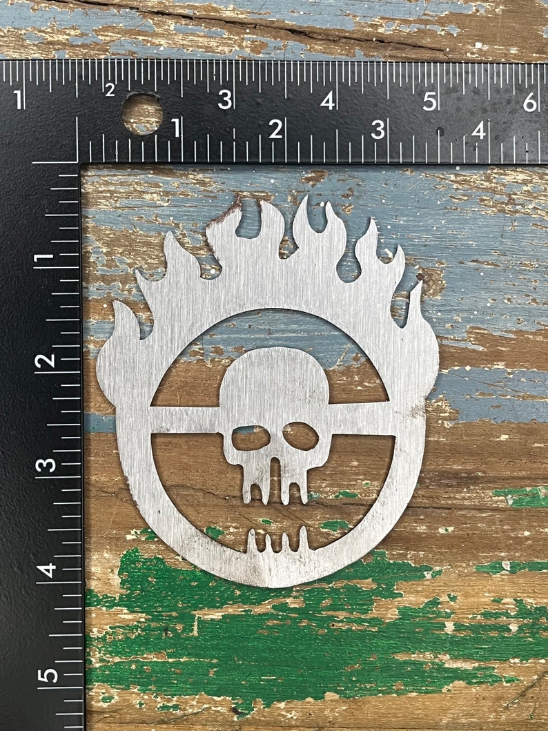 Immortan Joe War Boy Flaming Skull Logo, Mad Max Fury Road Steel Badge ...