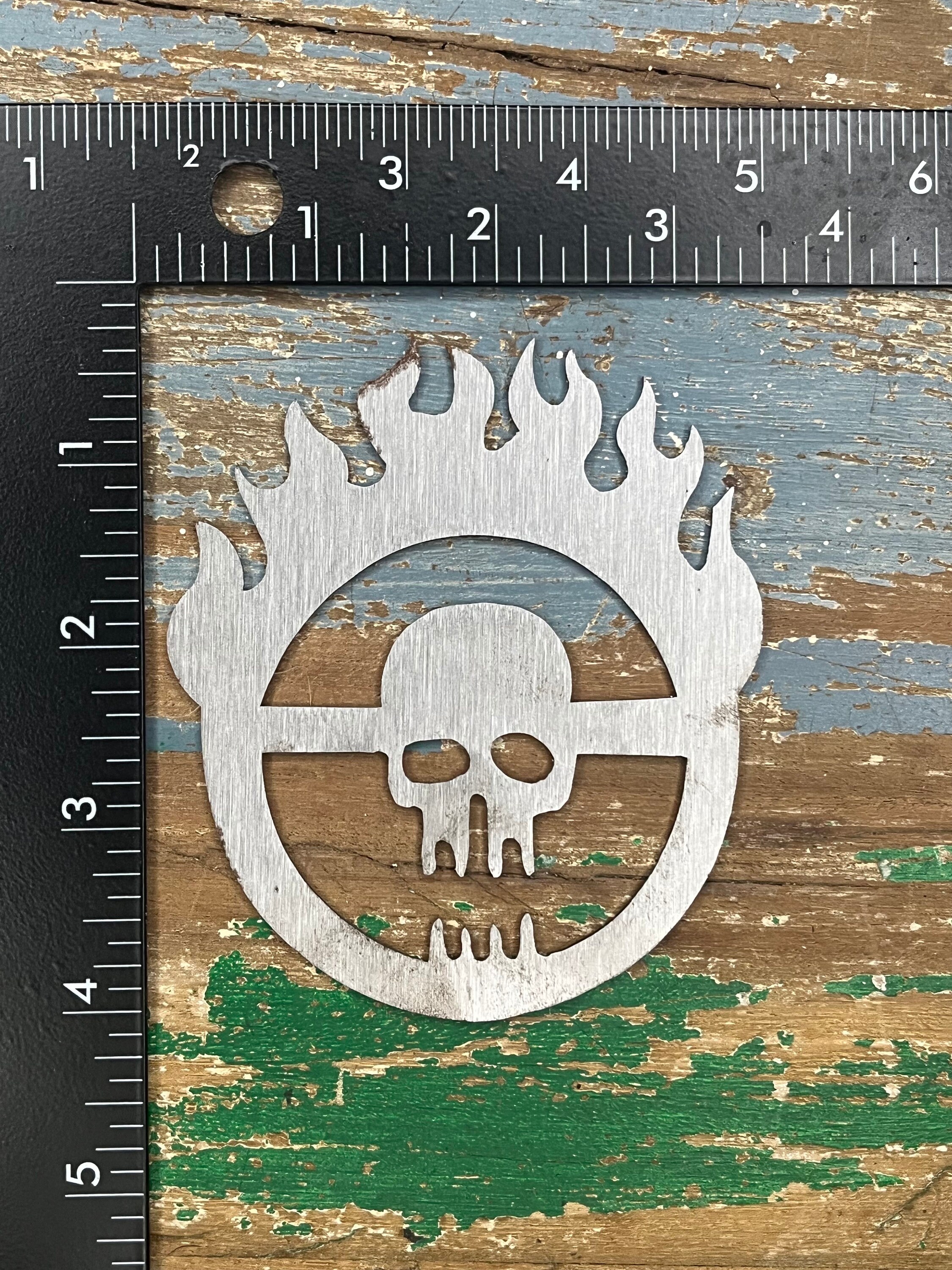 Immortan Joe War Boy Flaming Skull Logo, Mad Max Fury Road Steel Badge ...